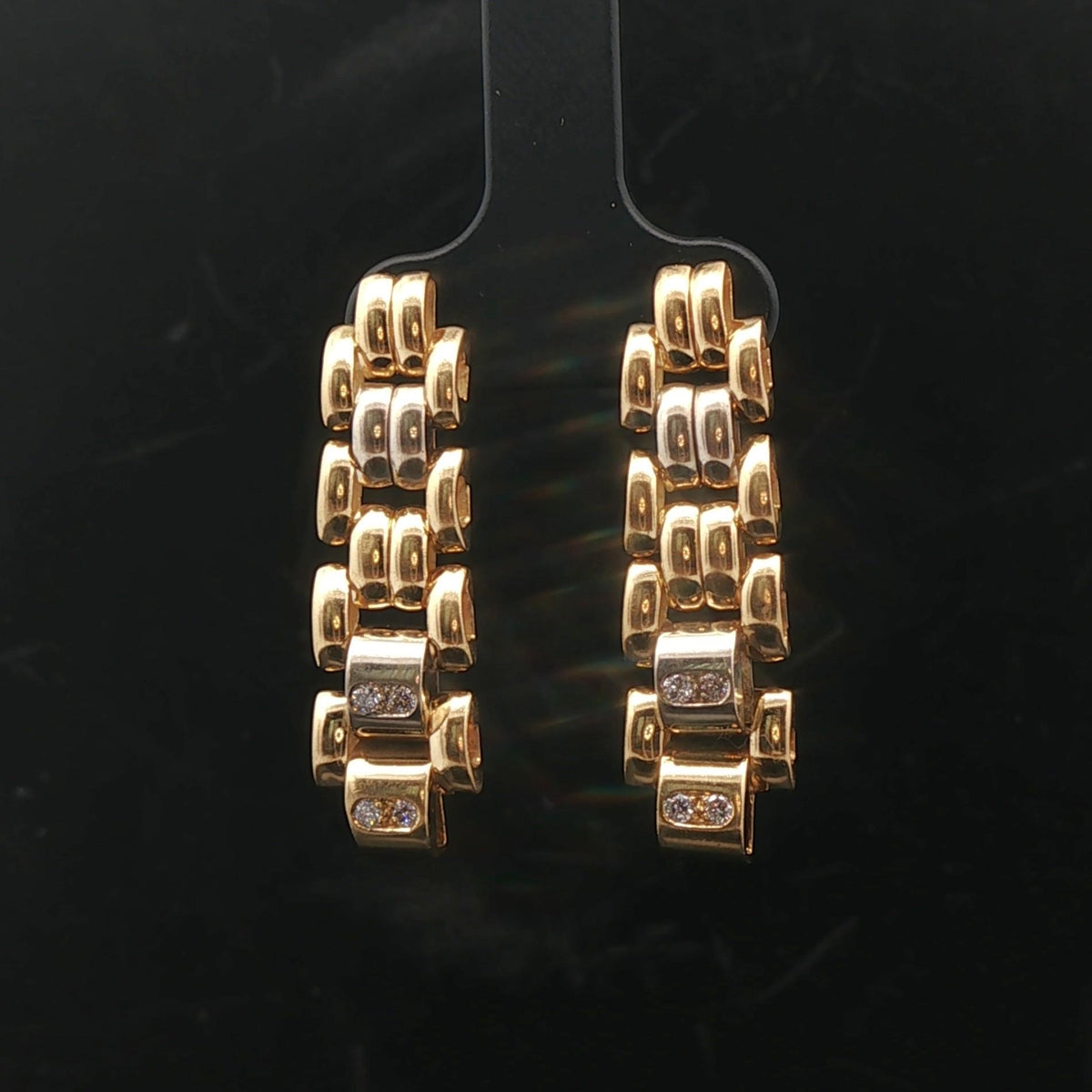 18k Yellow Gold and Diamond 14g Solid Articulated Drop Dangle Earrings ...