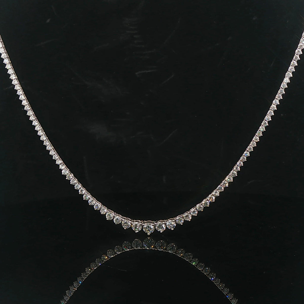 Brand New 13cttw Natural Diamond Graduated Riviera Tennis Necklace in ...